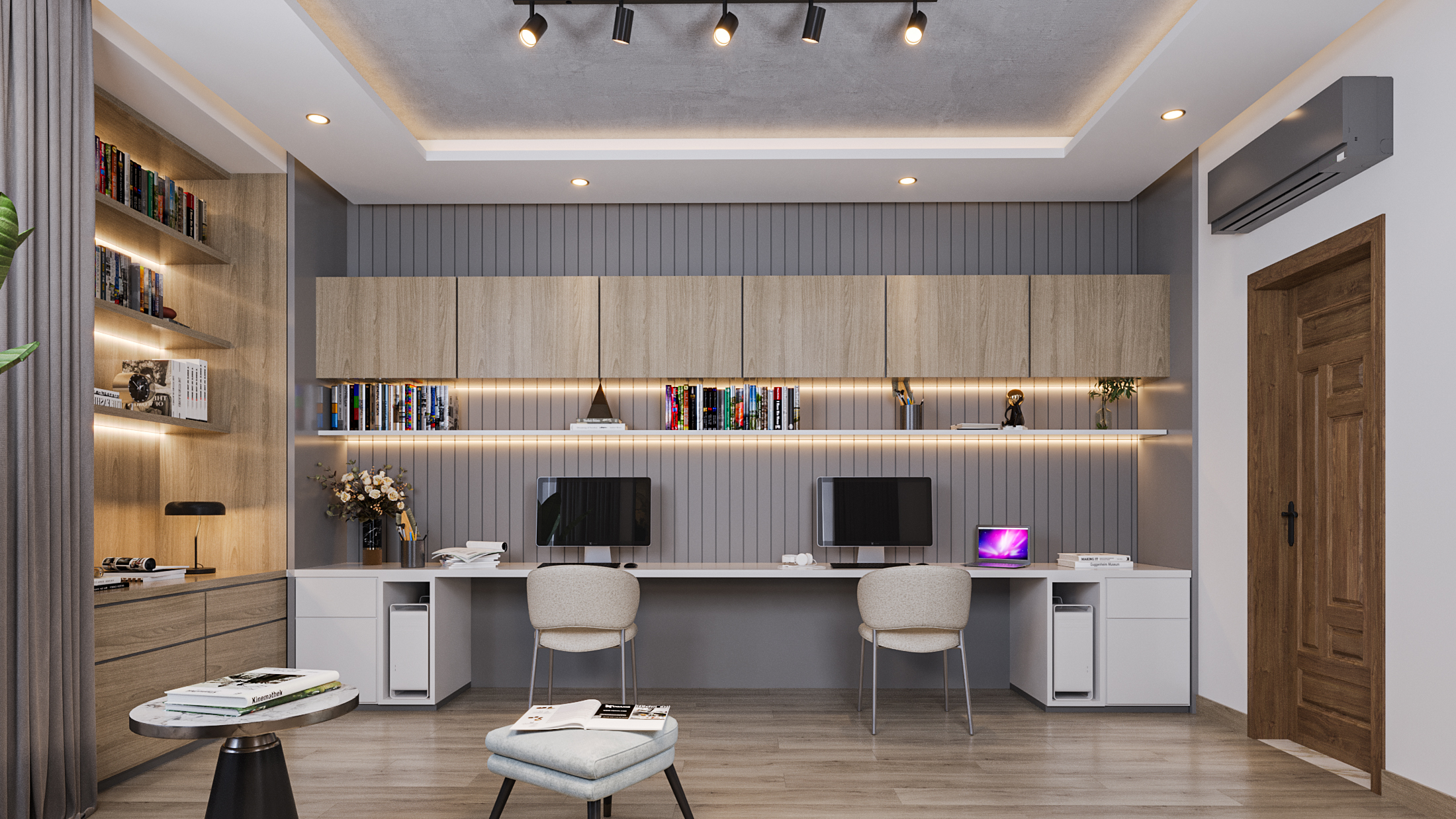 Realistic Study Room 3D Rendering